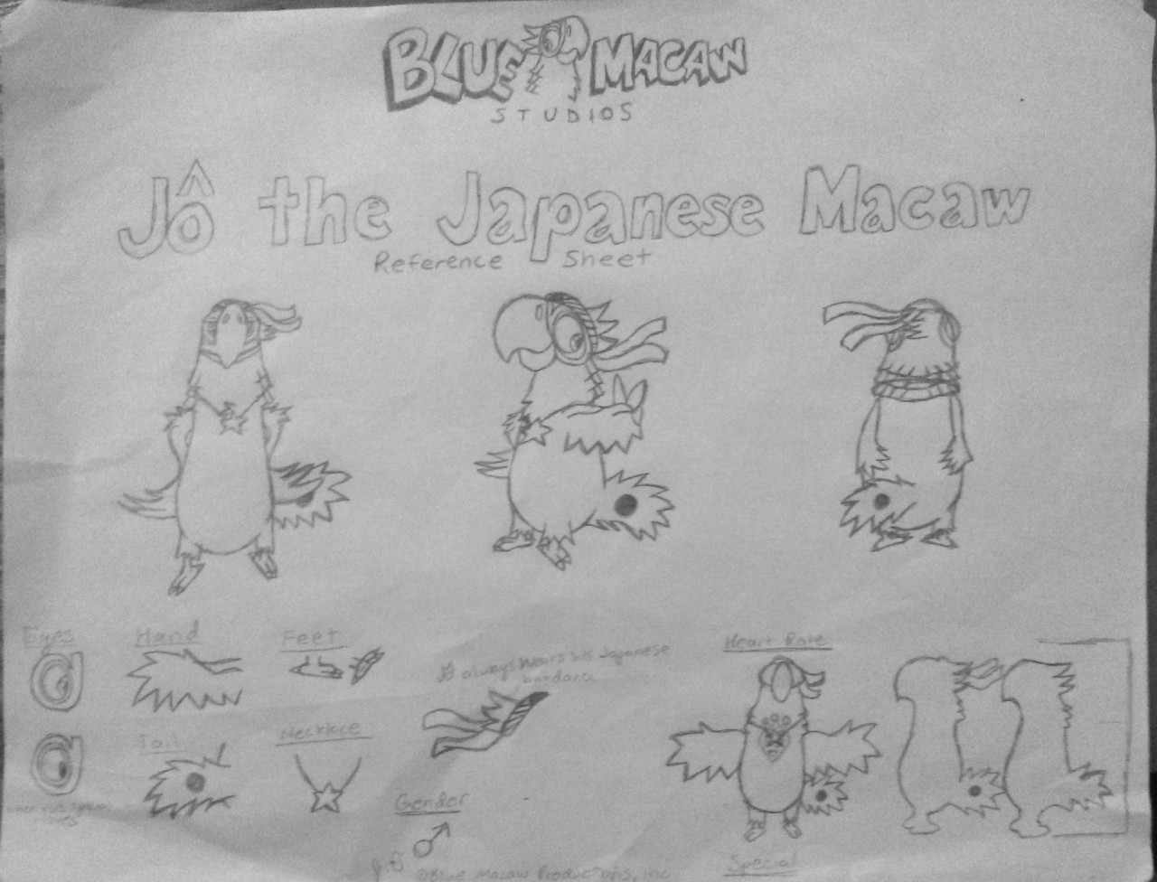 Jô the Japanese Macaw Reference Sheet by JoshuaBlueMacaw