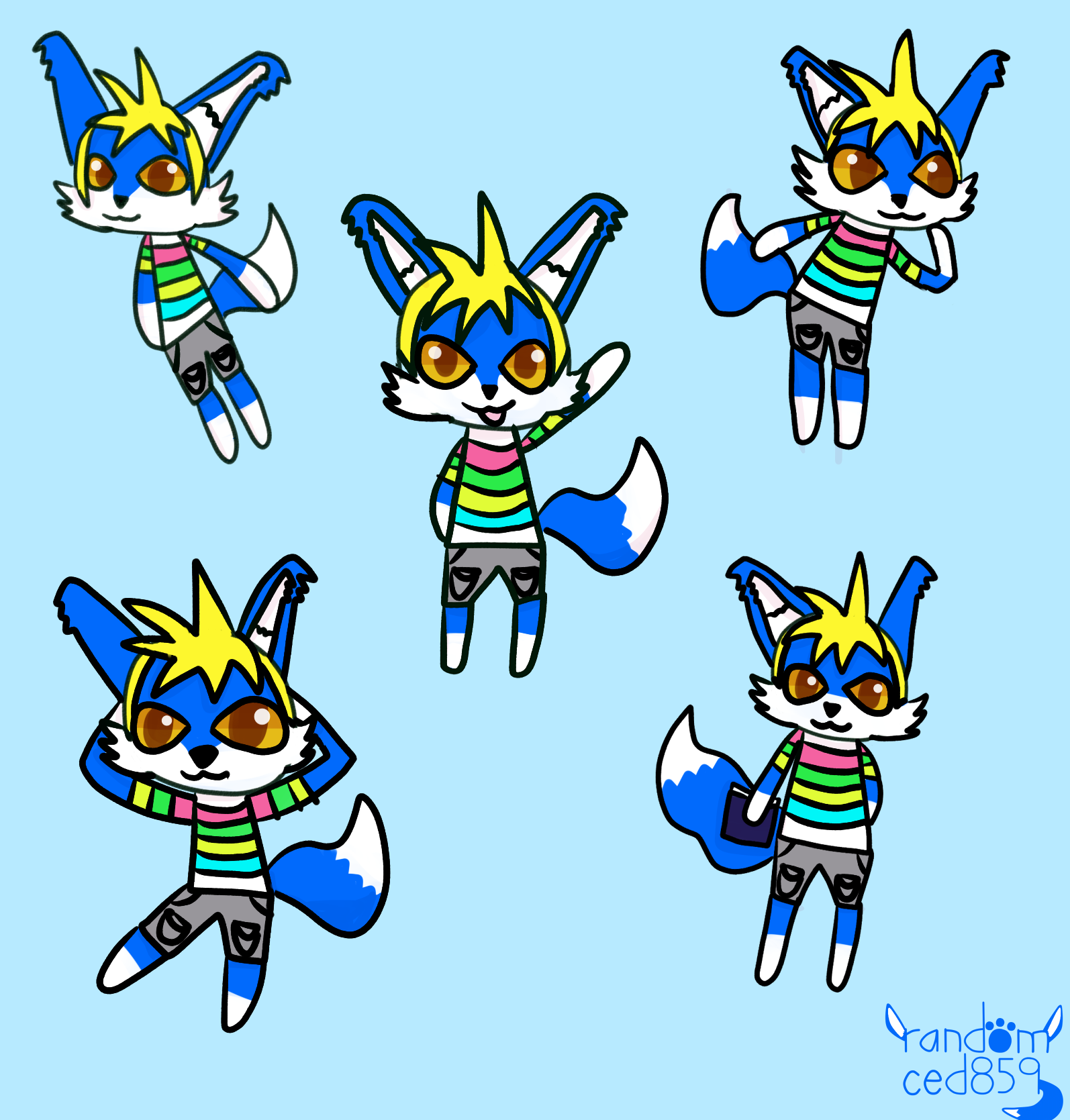 Chibi Cedric Blue Fox Doodles by randomced859