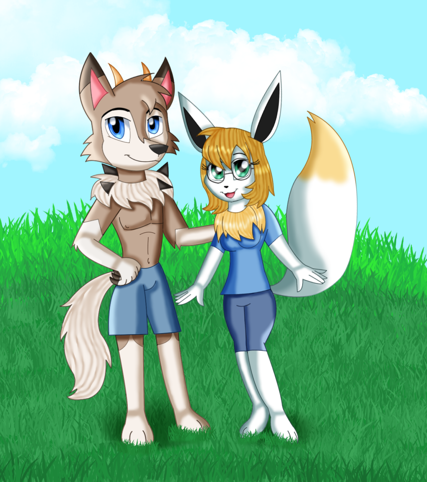 Kendra the Eevee and Ithei the Lycanroc by KendraEevee