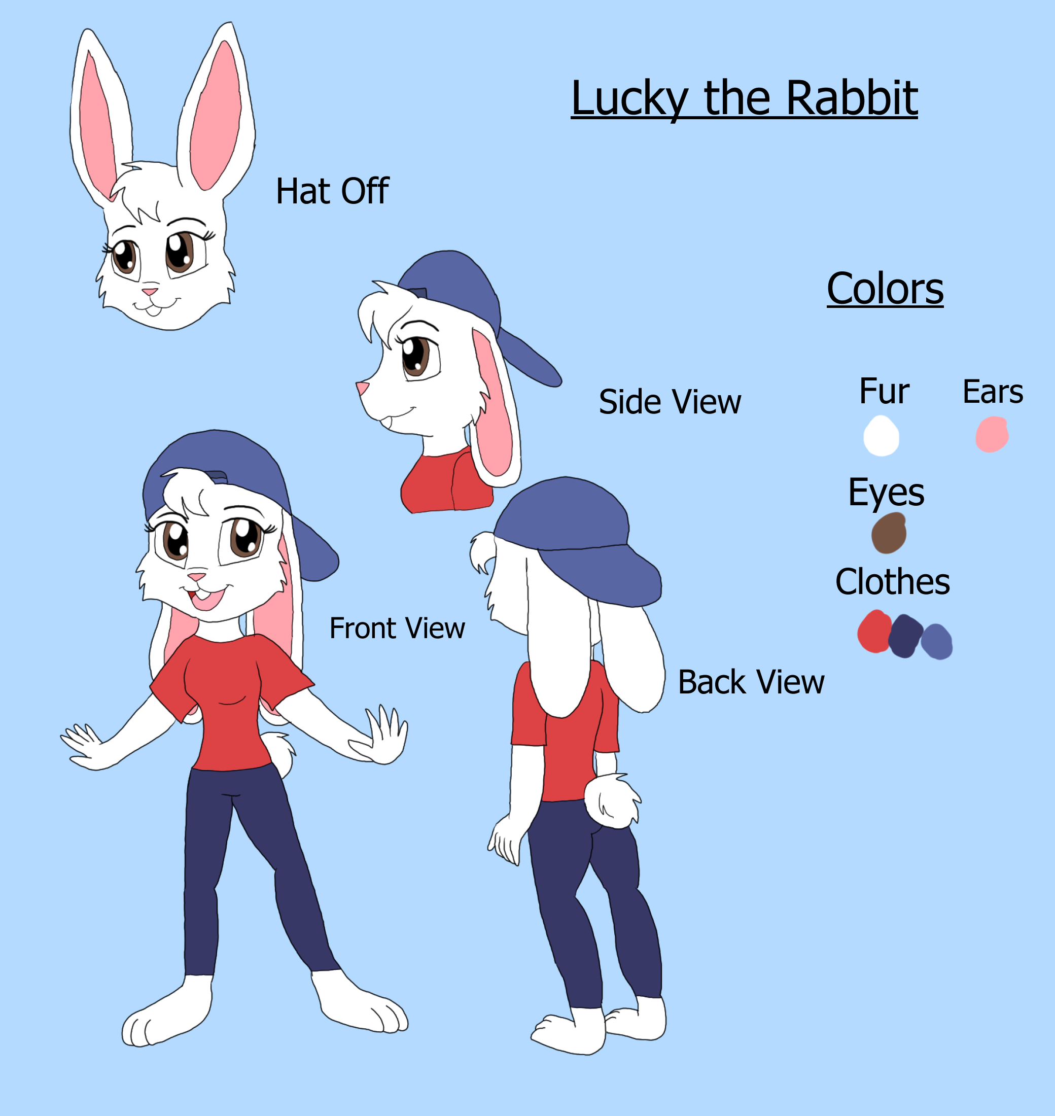 Lucky the Rabbit Reference Sheet by KendraEevee