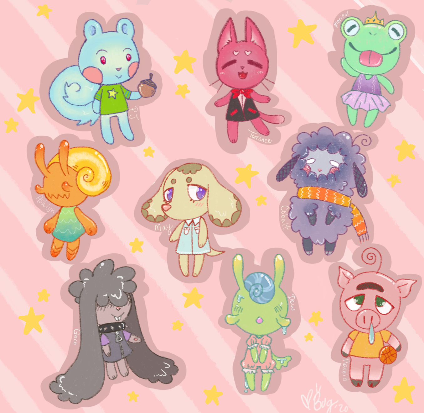 Animal crossing fan villagers by Jellybug