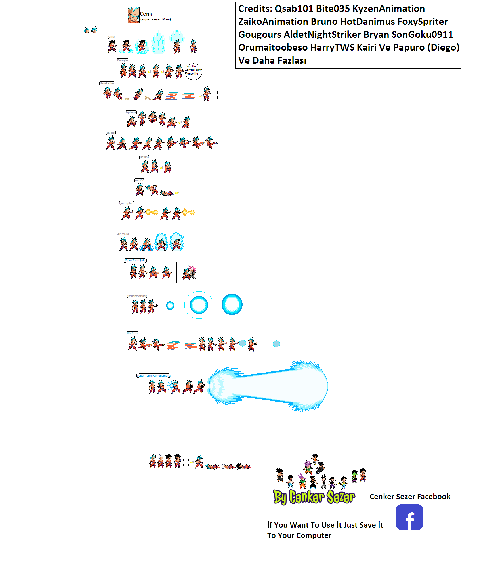 All Forms Of Cenk The Saiyan Sprites Sheets by Cenker