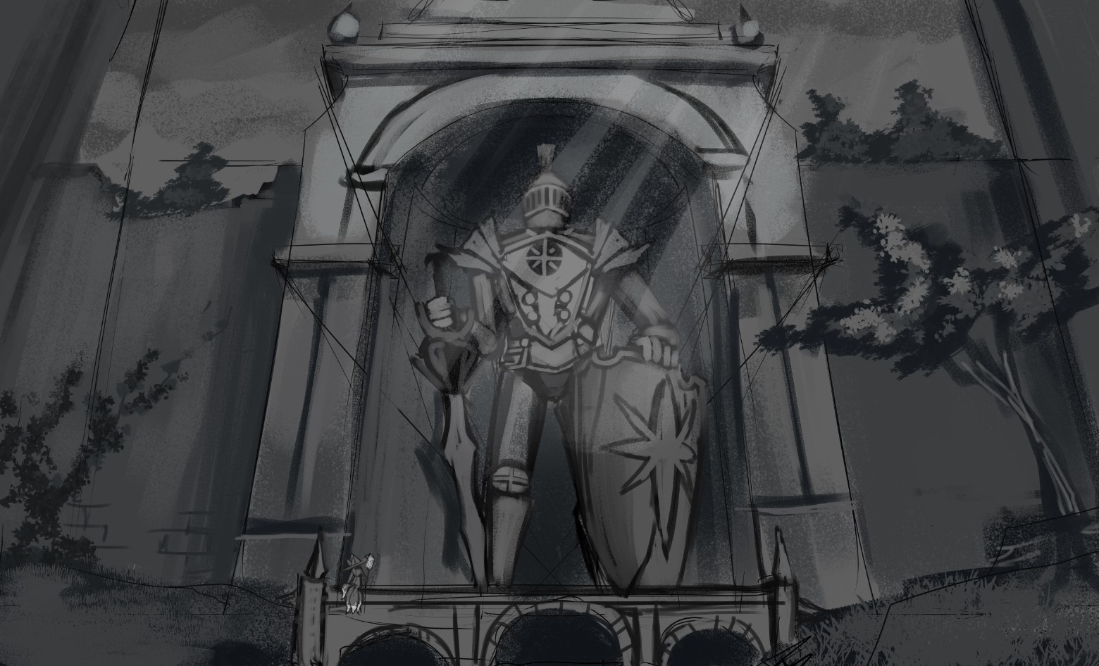 Whisper Monument (Greyscale) by AryaJaeger