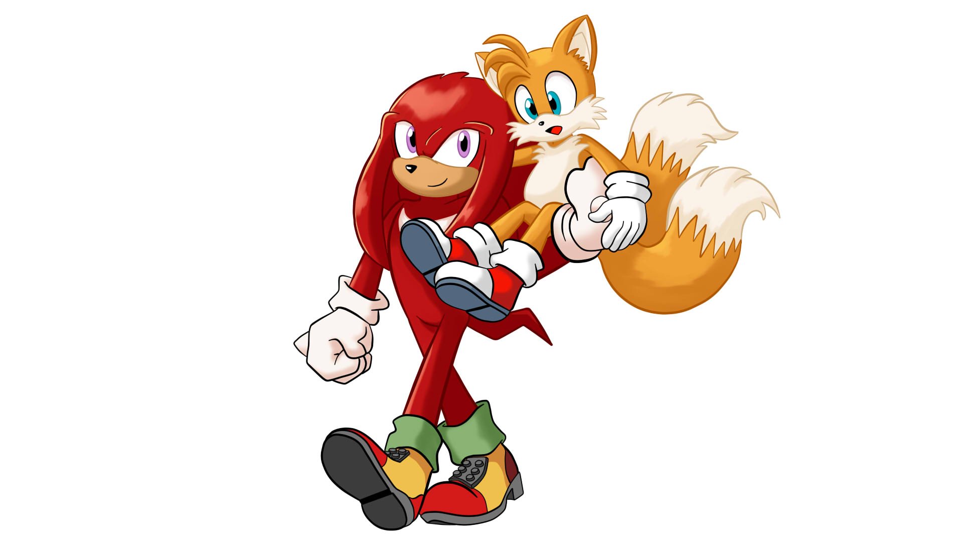 Knuckles cargando a Tails by AngelDeLaVerdad