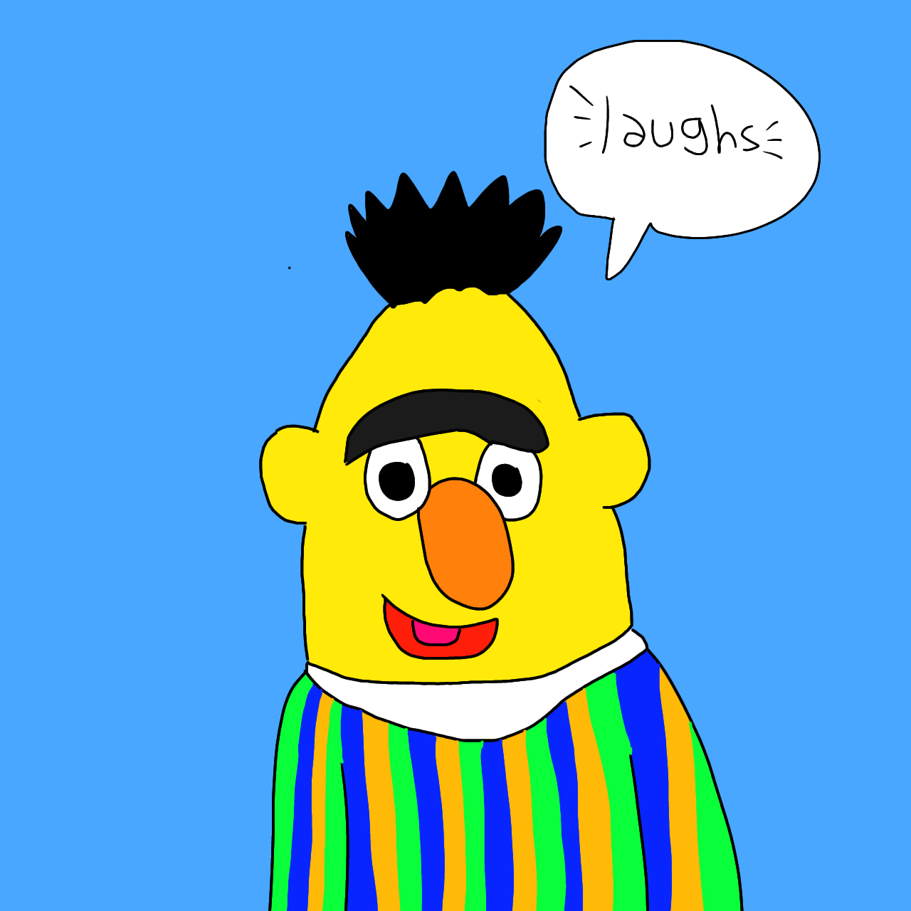 bert from sesame street laughing by frogtable125