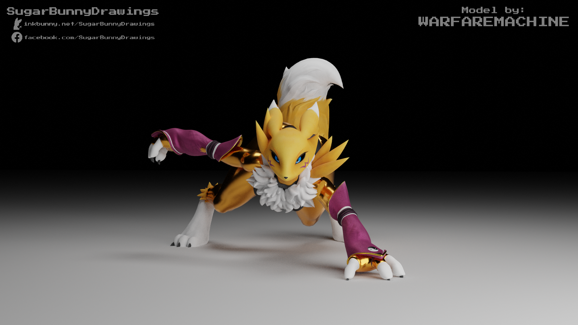 Renamon Render Material Test by SugarBunArts
