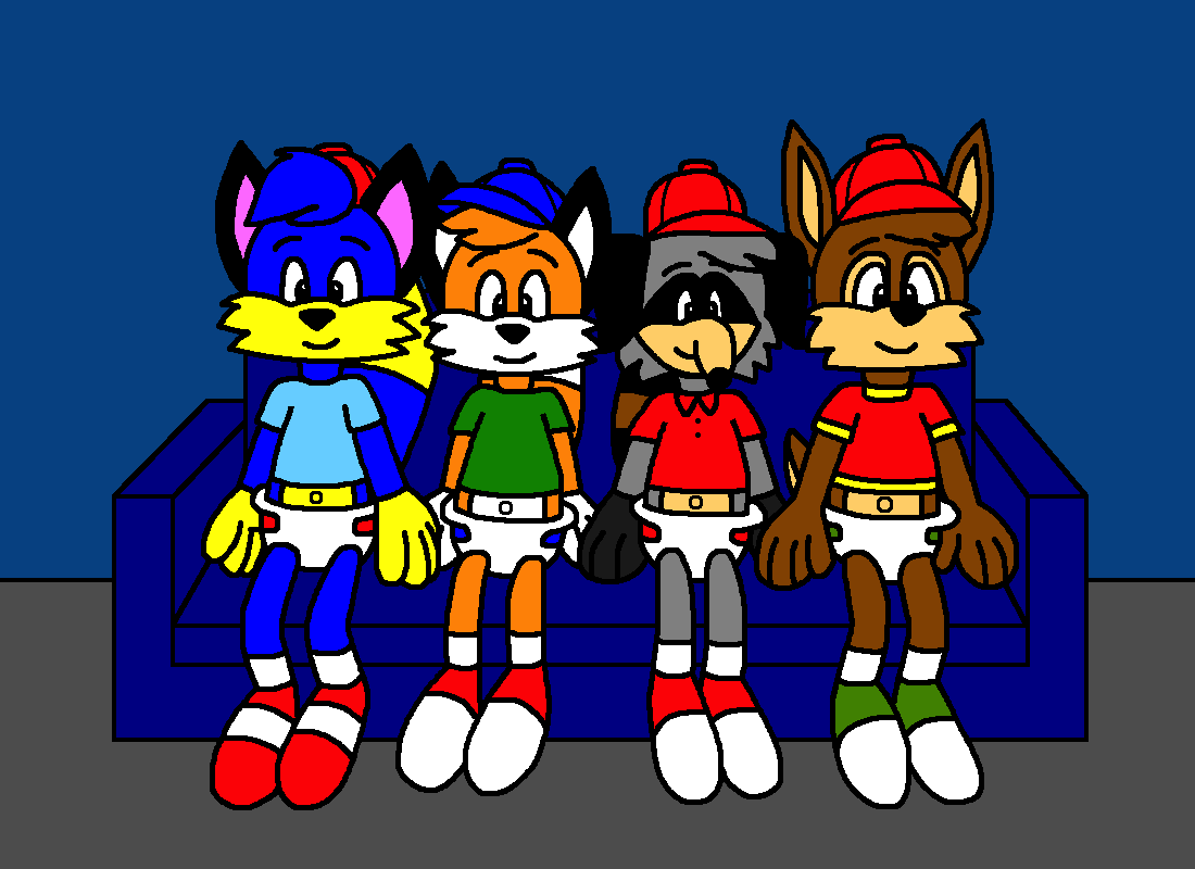 Alex, Billy, Belmont and Brucie, all sitting on a couch by ...
