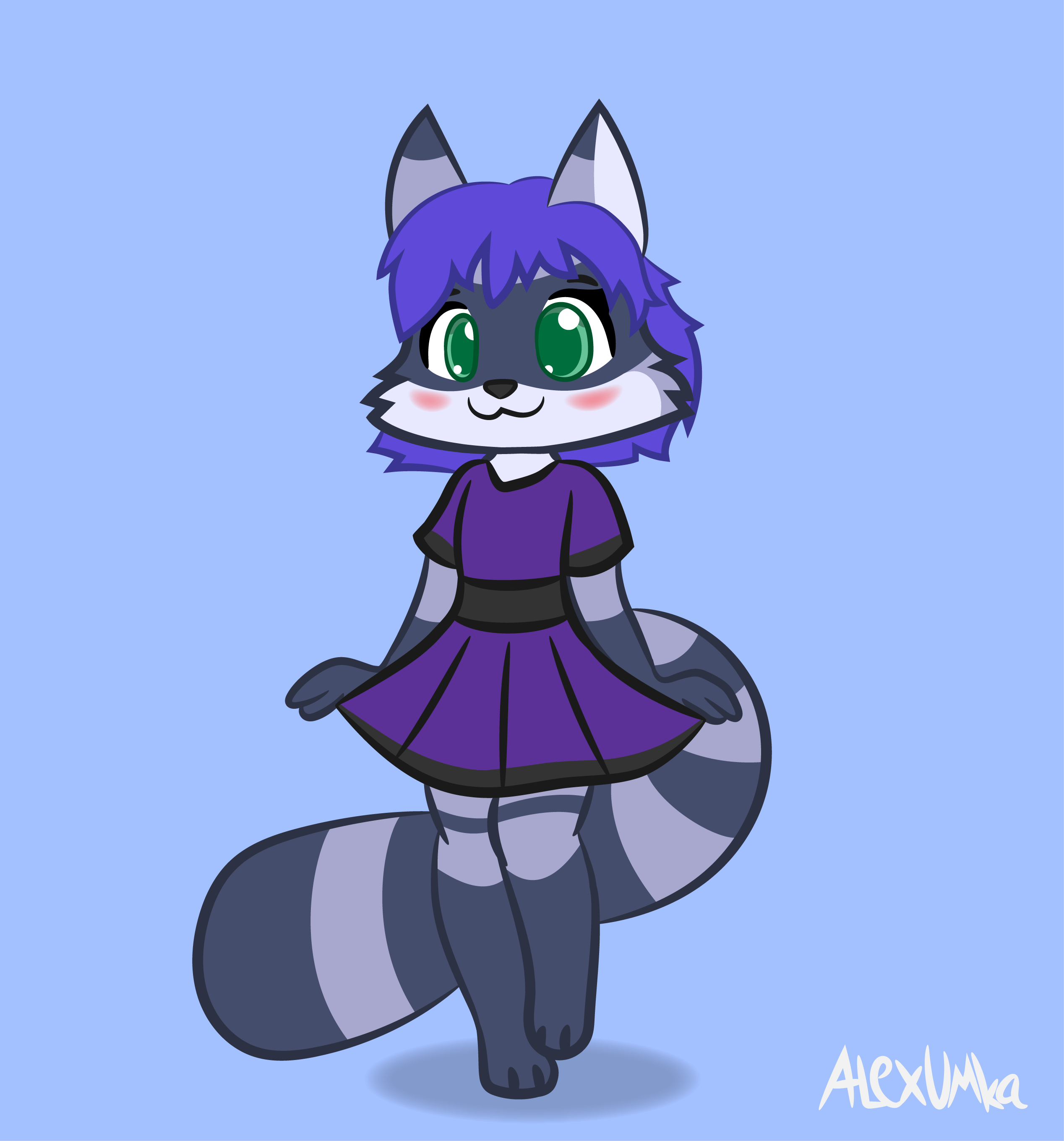 YCH in a dress for a cute raccoon ! by AlexUmkaArt
