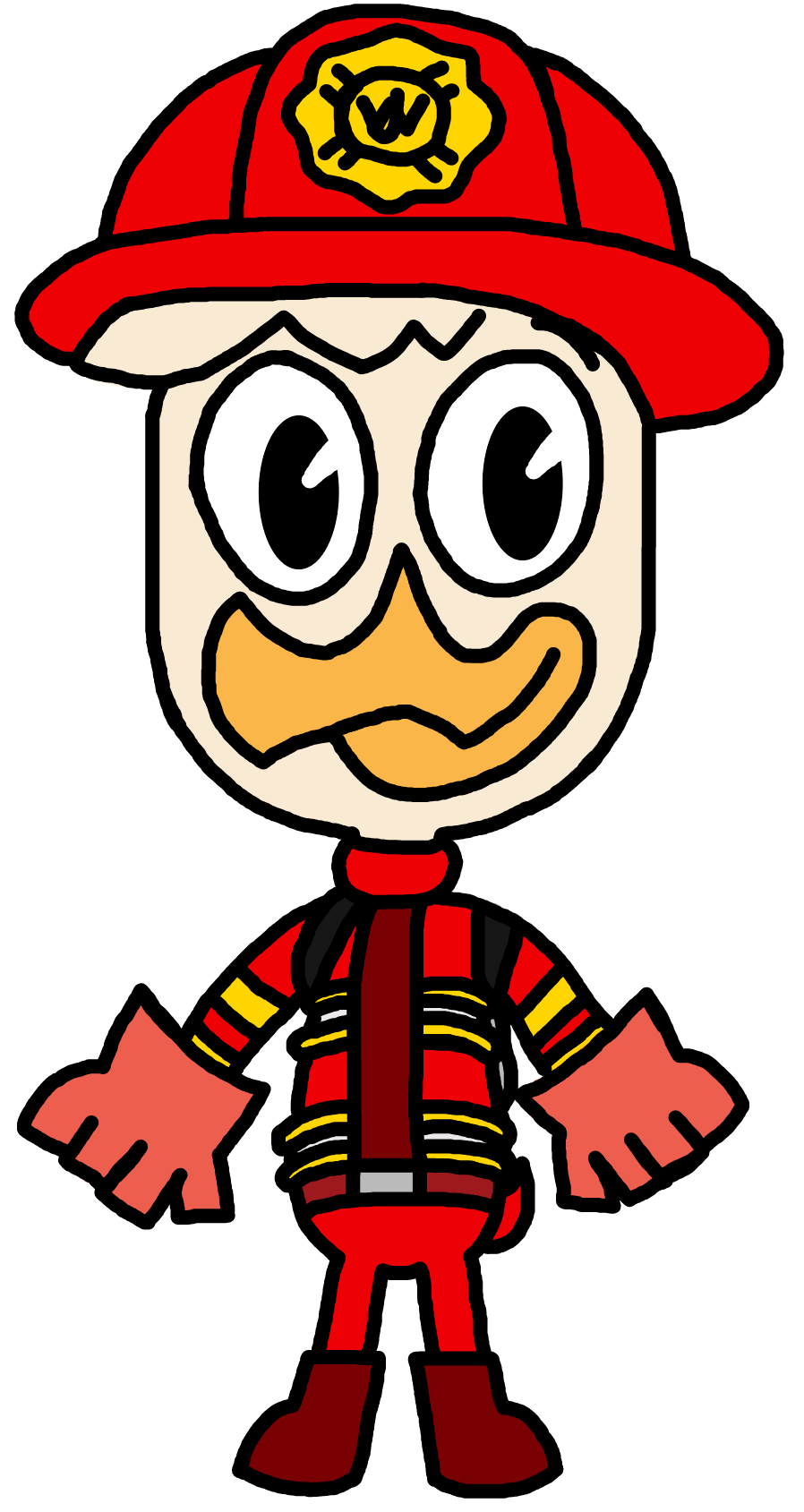 Huey Duck in Firefighter Outfit by DemonFuego48