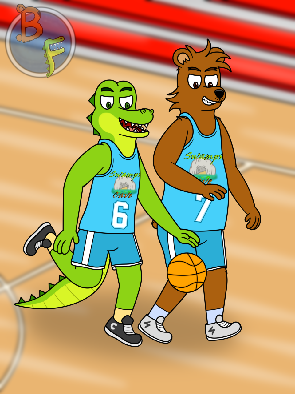 Croc and Bart playing basketball by BearsFlush