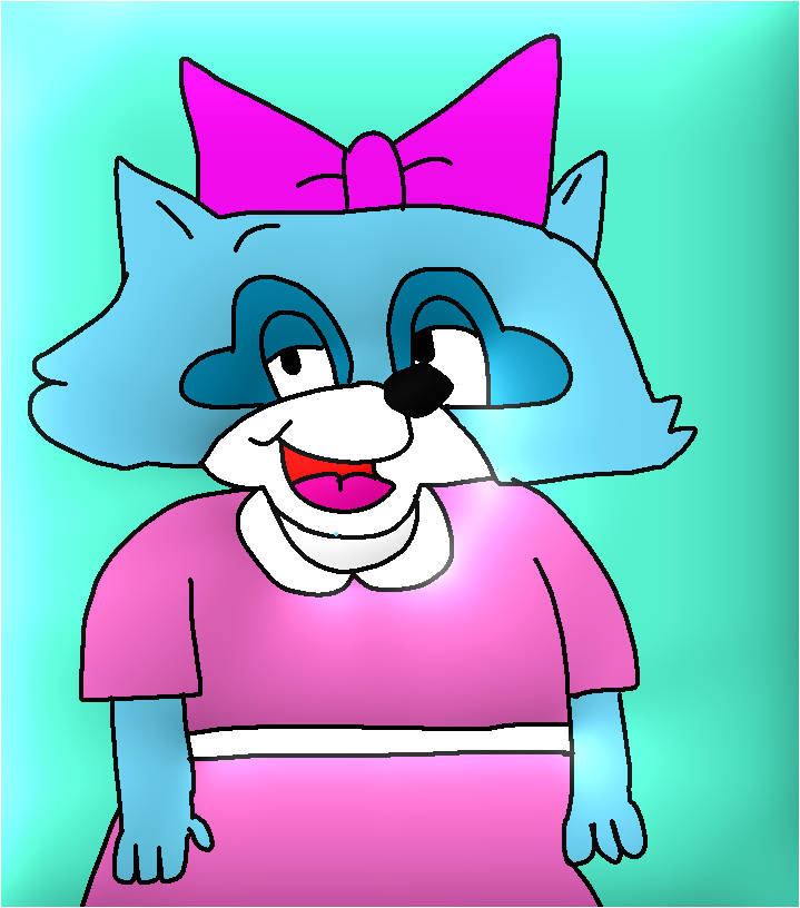 Pinch Raccoon with pink dress by frogtable125