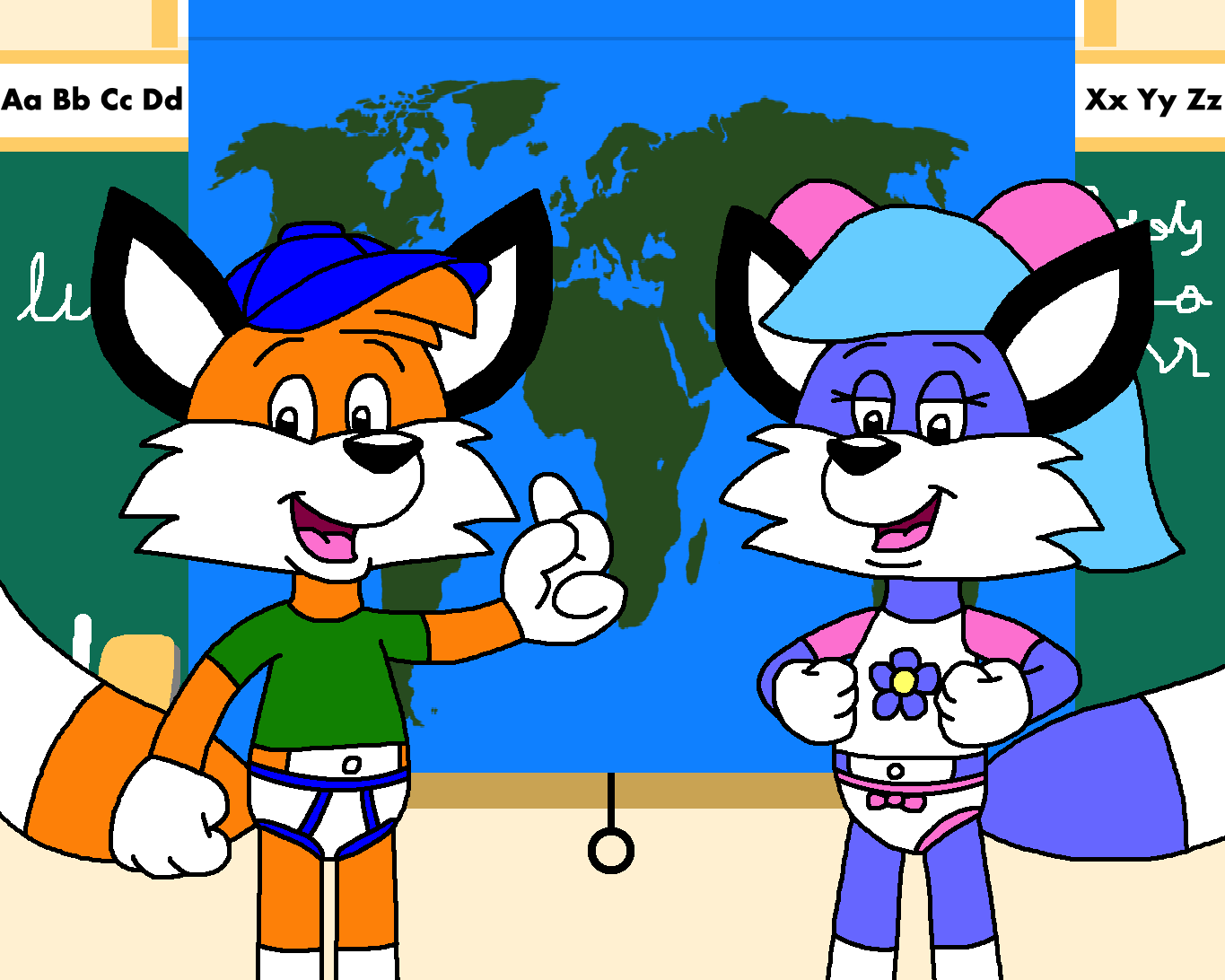 Billy the Fox Check a Map with Bluebell the Fox Dancing by ...