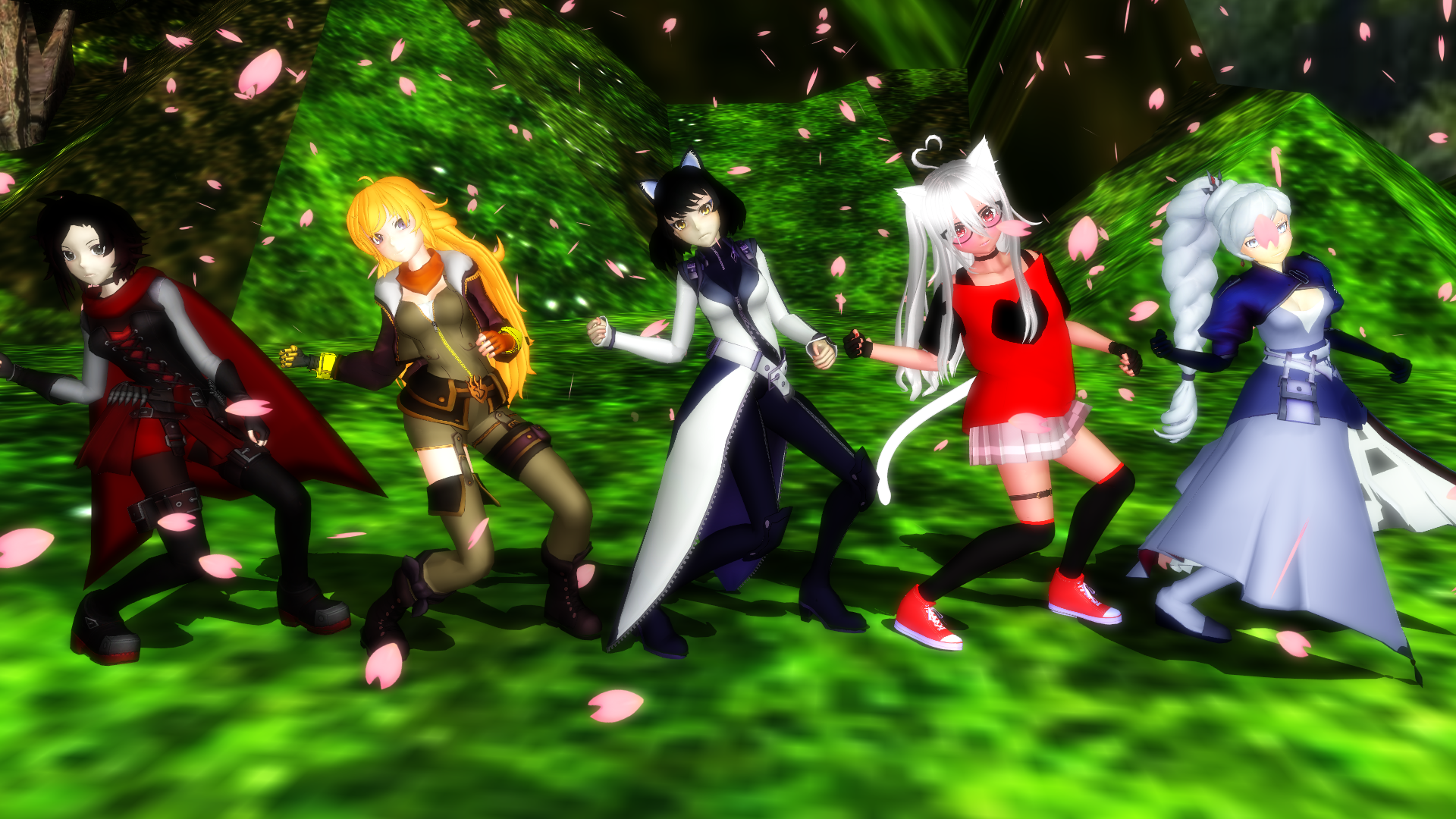 MMD Pai Rangers! [OC Sakura and RWBY]! by GamerGirlOtaku