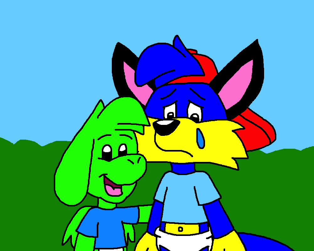 Patch the Dinodog Comforts Alex the Fox by CartoonFoxArt2002