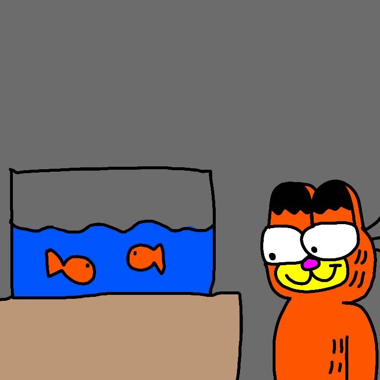Garfield and a Fish Tank by frogtable125