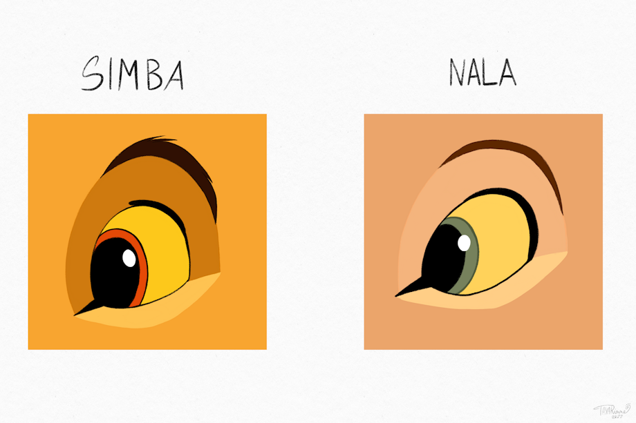 Simba and Nala eye designs by Tayarinne