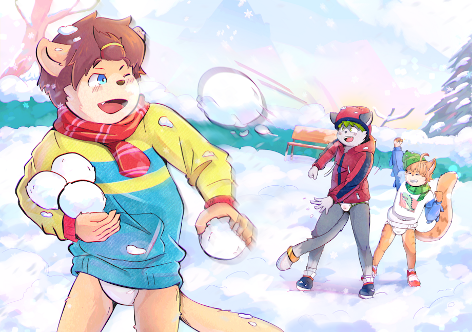 Snowball fight by LuceBontemps