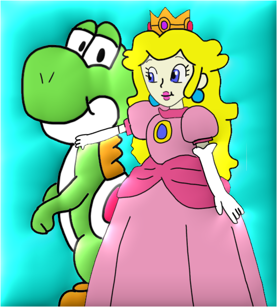 princess peach with yoshi by frogtable125